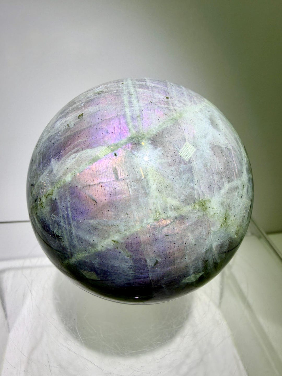 Pink Labradorite Sphere: 60mm Very Rare Pink and Purple Rainbow Flash ...