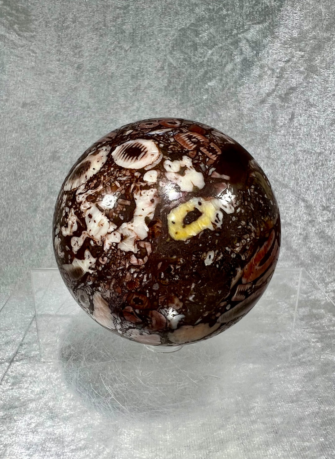 Beautiful Red Crinoid Fossil Sphere. 76mm. Stunning Rare Crystal Sphere ...