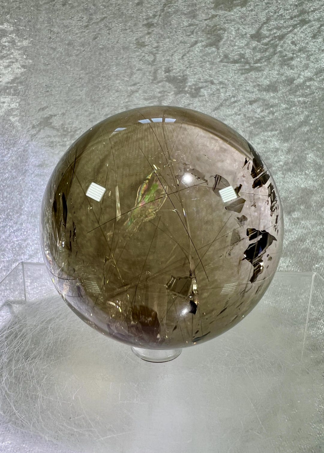 Amazing Large Rutile Quartz Sphere. 69mm. Very High Quality Smoky ...