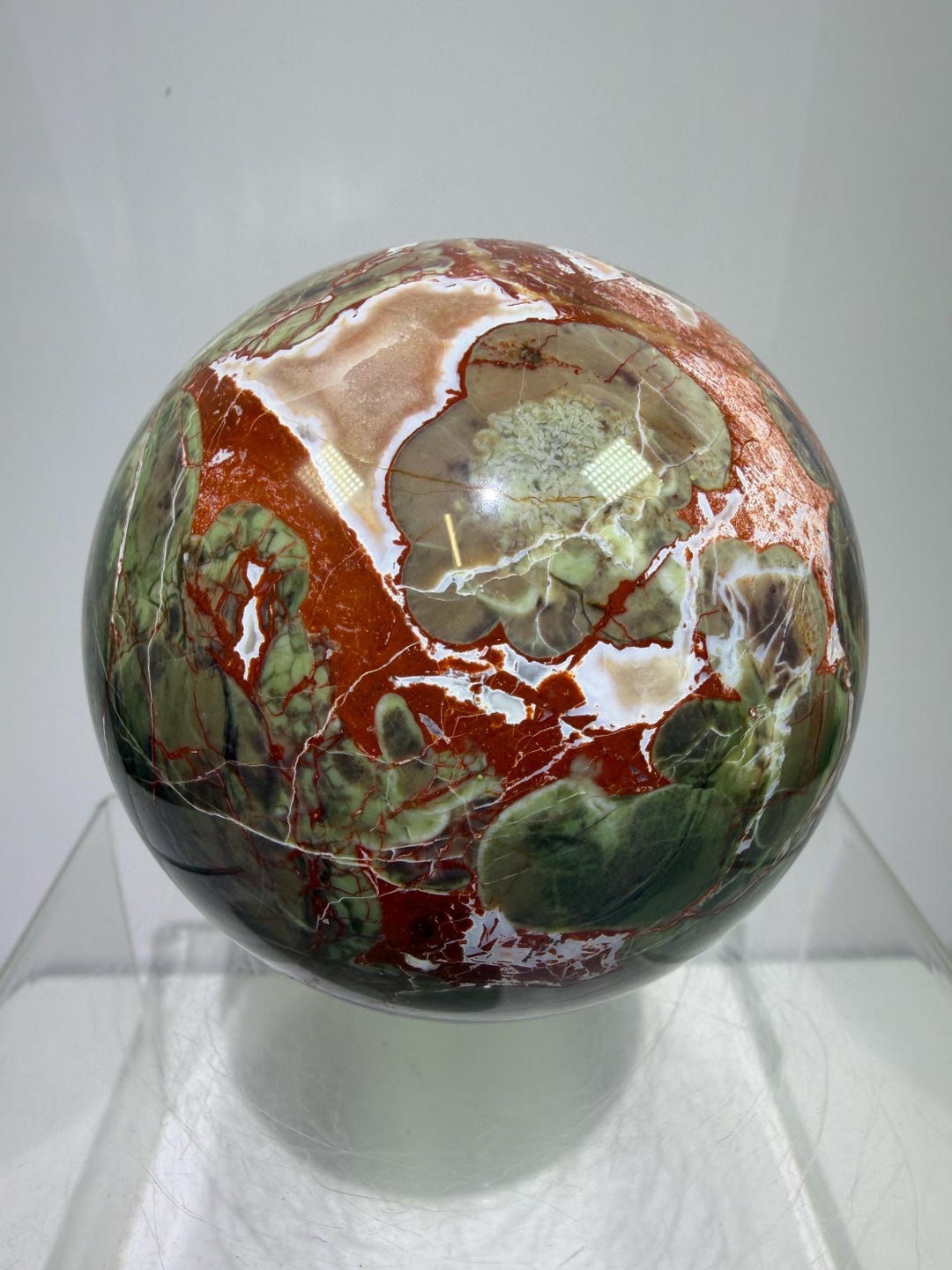 Rare Green Money Agate Sphere: 77mm Large High Quality Crystal Amazing ...