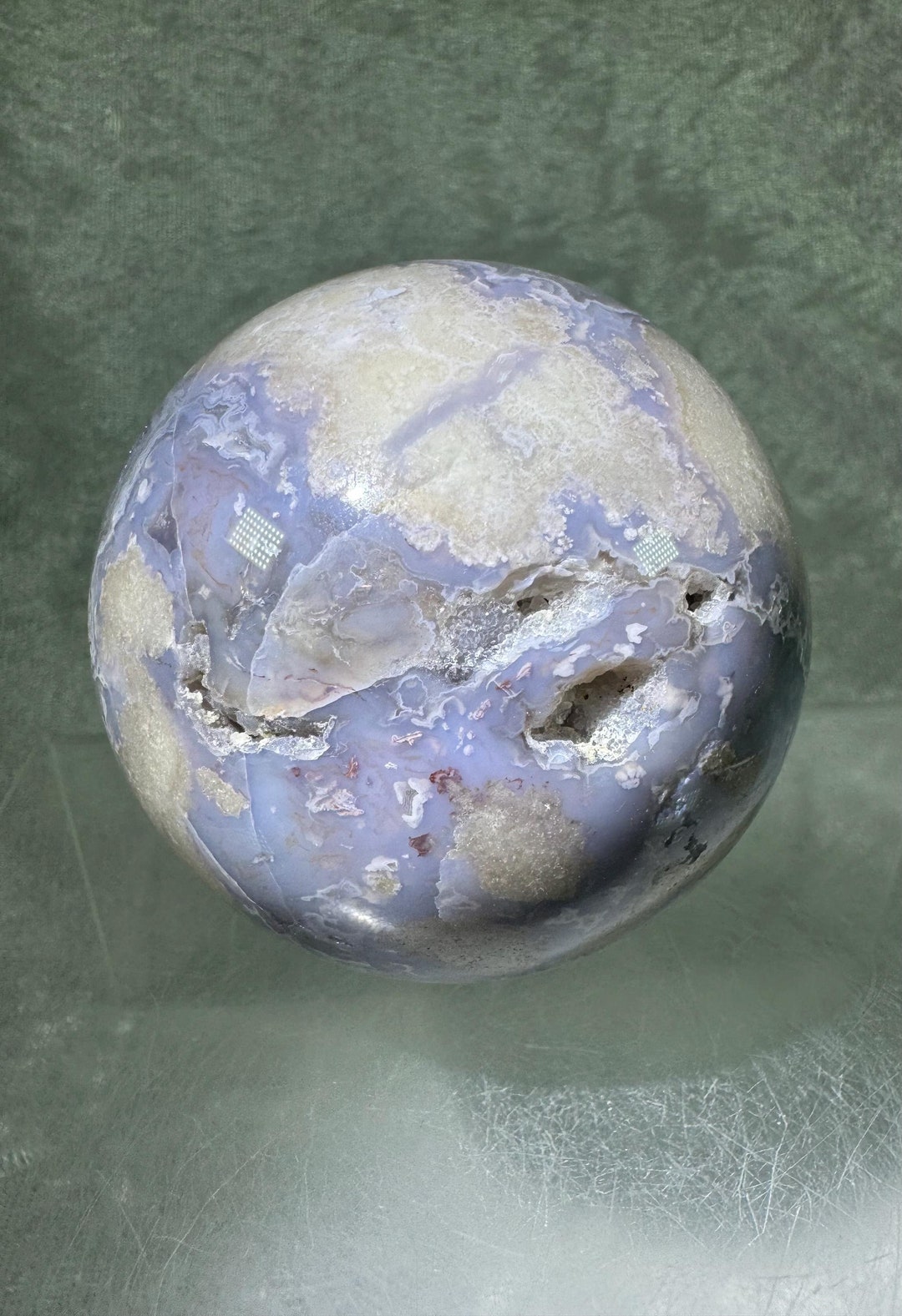 Rare Blue Flower Agate Sphere. 66mm. Beautiful Colors and Patterns ...