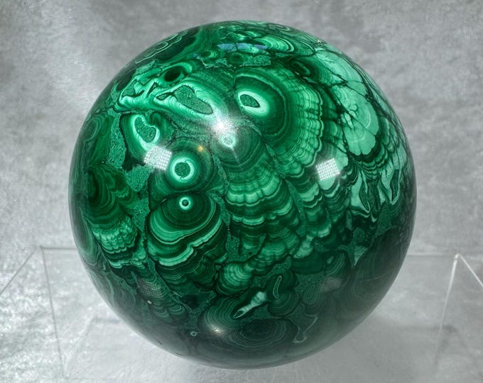 Gorgeous High Quality Malachite Sphere. 74mm. Amazing Patterns and ...
