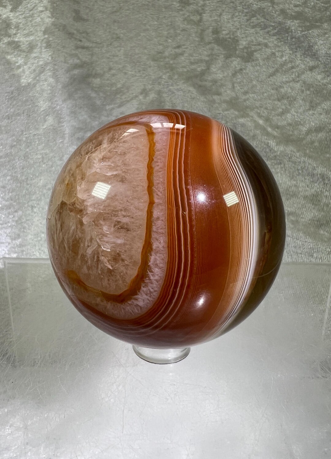 Amazing Carnelian Agate Sphere. 60mm. Beautiful High Quality Agate ...