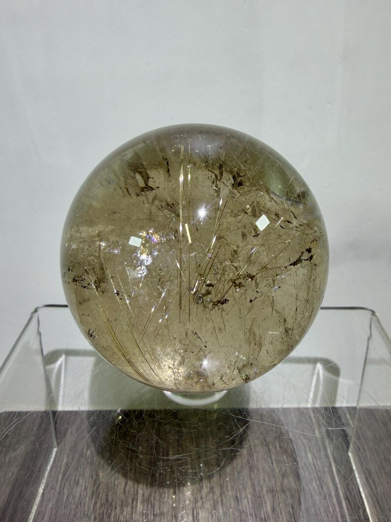 Rutile Quartz Sphere: Light Smoky Quartz With Golden Rutile Inclusions ...