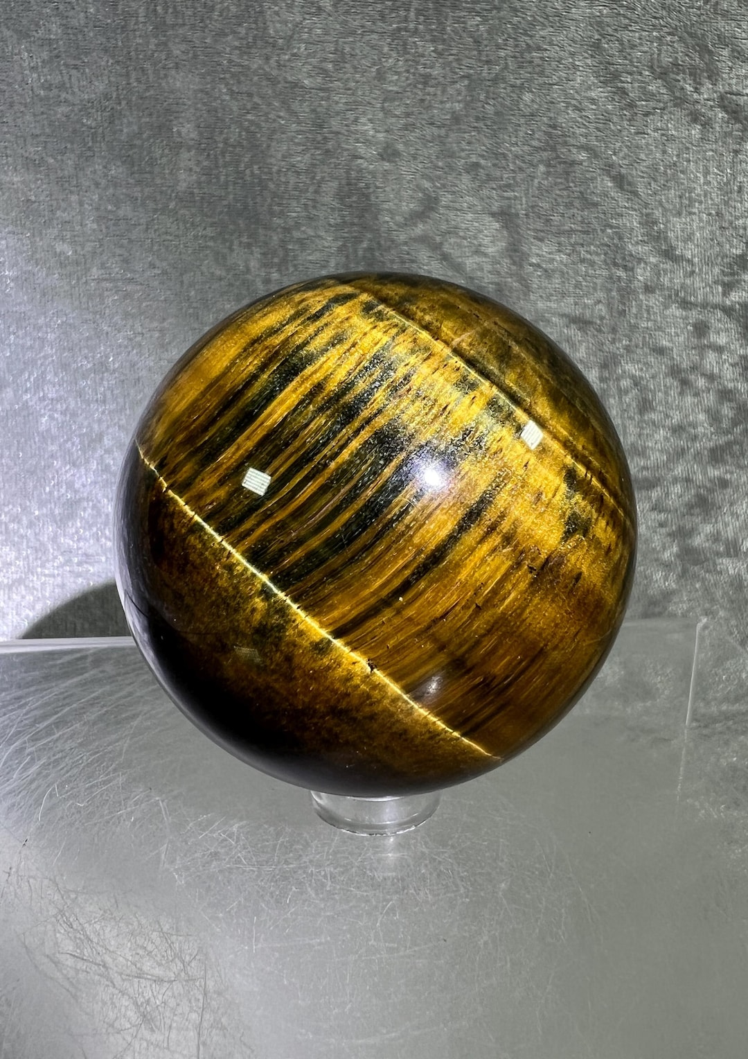 Blue Gold Tigers Eye Sphere: Hawks Eye Display Crystal 59mm - Etsy