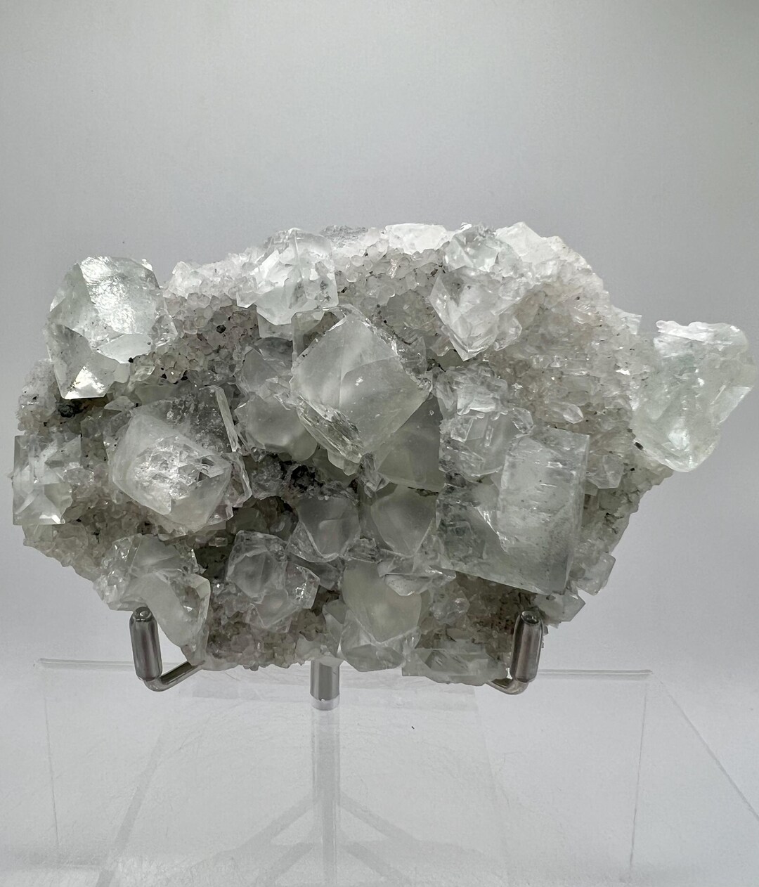 Amazing Large Clear Fluorite on Quartz Matrix. Beautiful Gem Clear ...