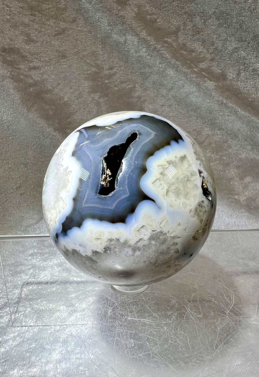 Incredible Druzy Blue Orca Agate Sphere. 63mm. Incredible Blue Agate ...