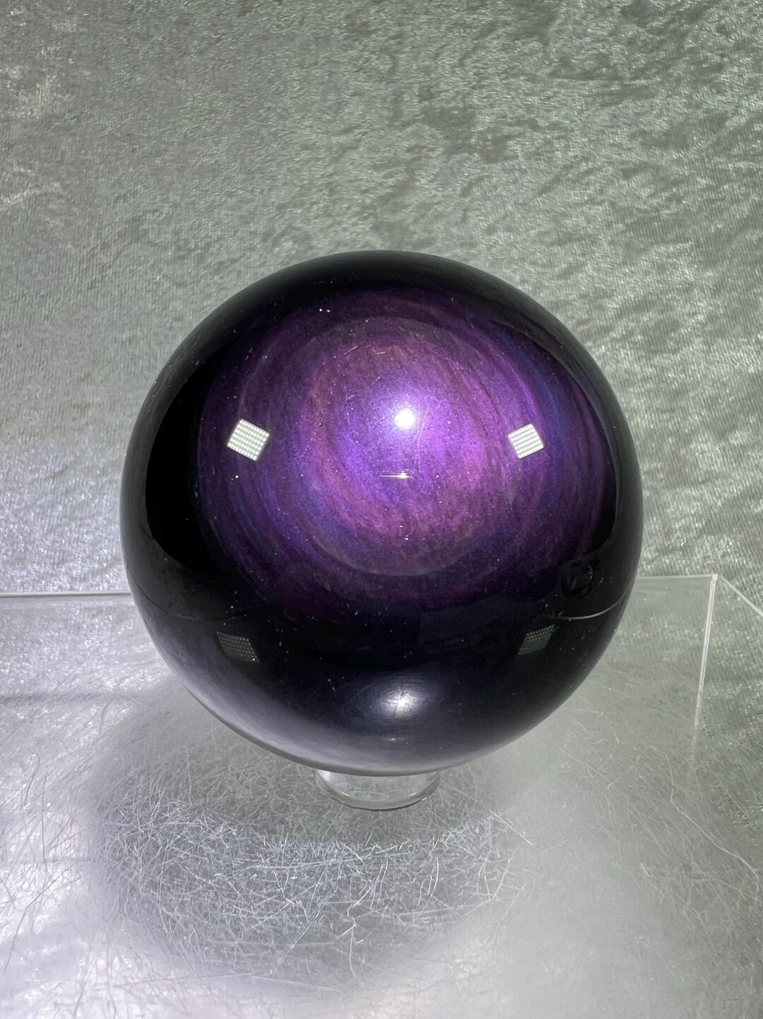 Amazing Rainbow Obsidian Sphere. 60mm. Beautiful Purple and Green ...
