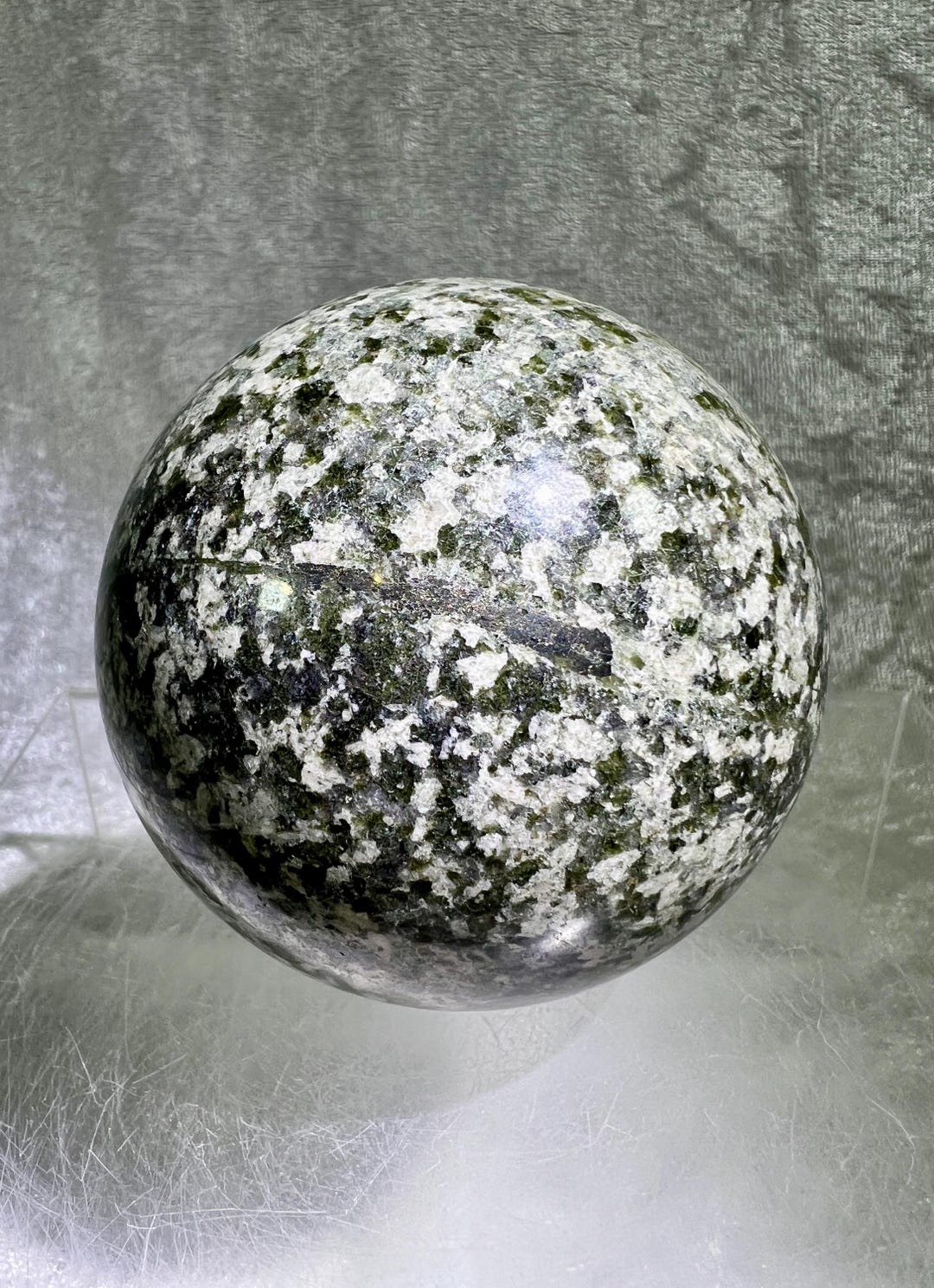 Stunning Green Semper Fi Crystal Sphere. 72mm. Gorgeous Epidote and ...