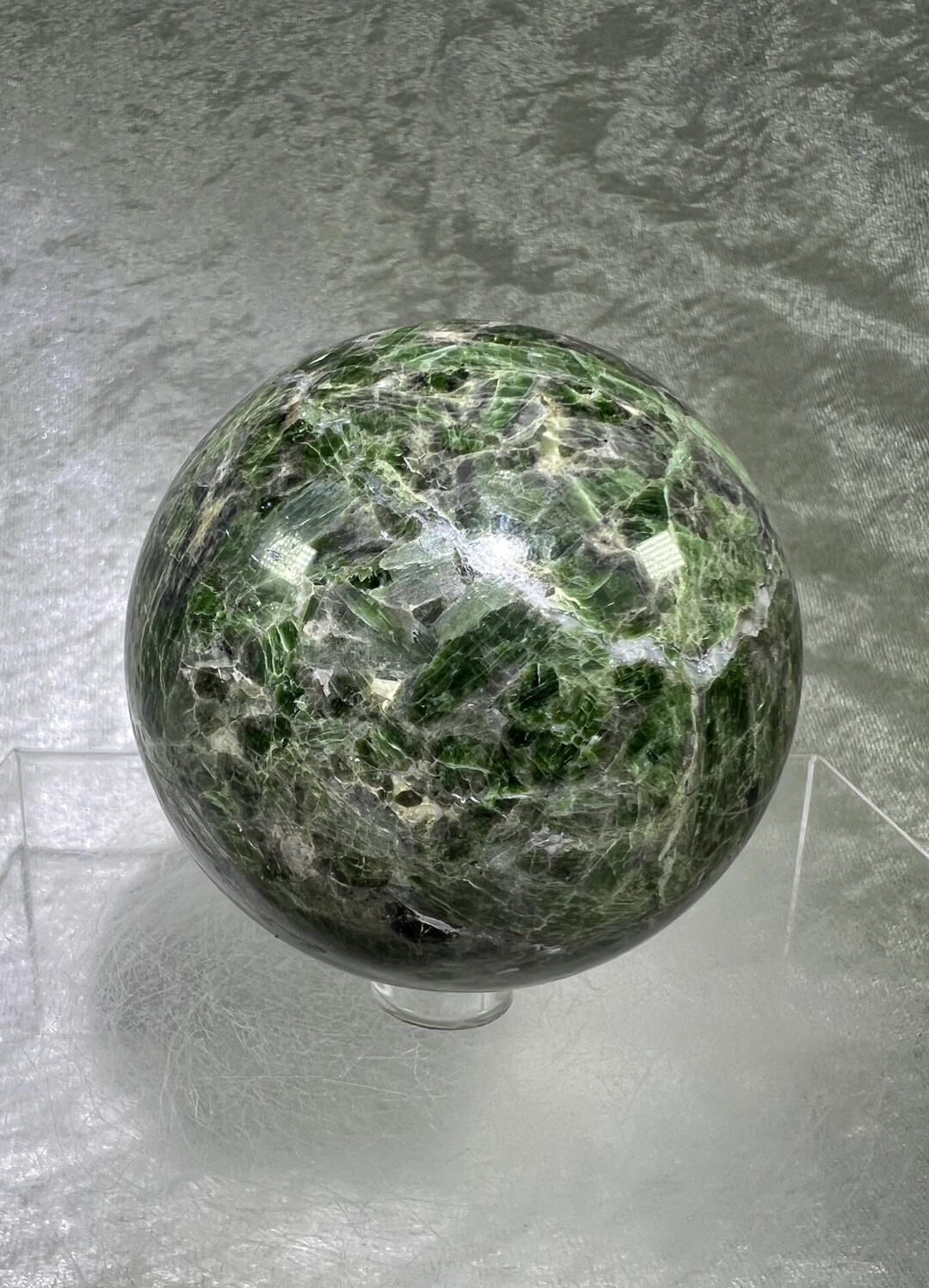 Amazing Diopside Crystal Sphere. 69mm. Very Rare and High Quality ...