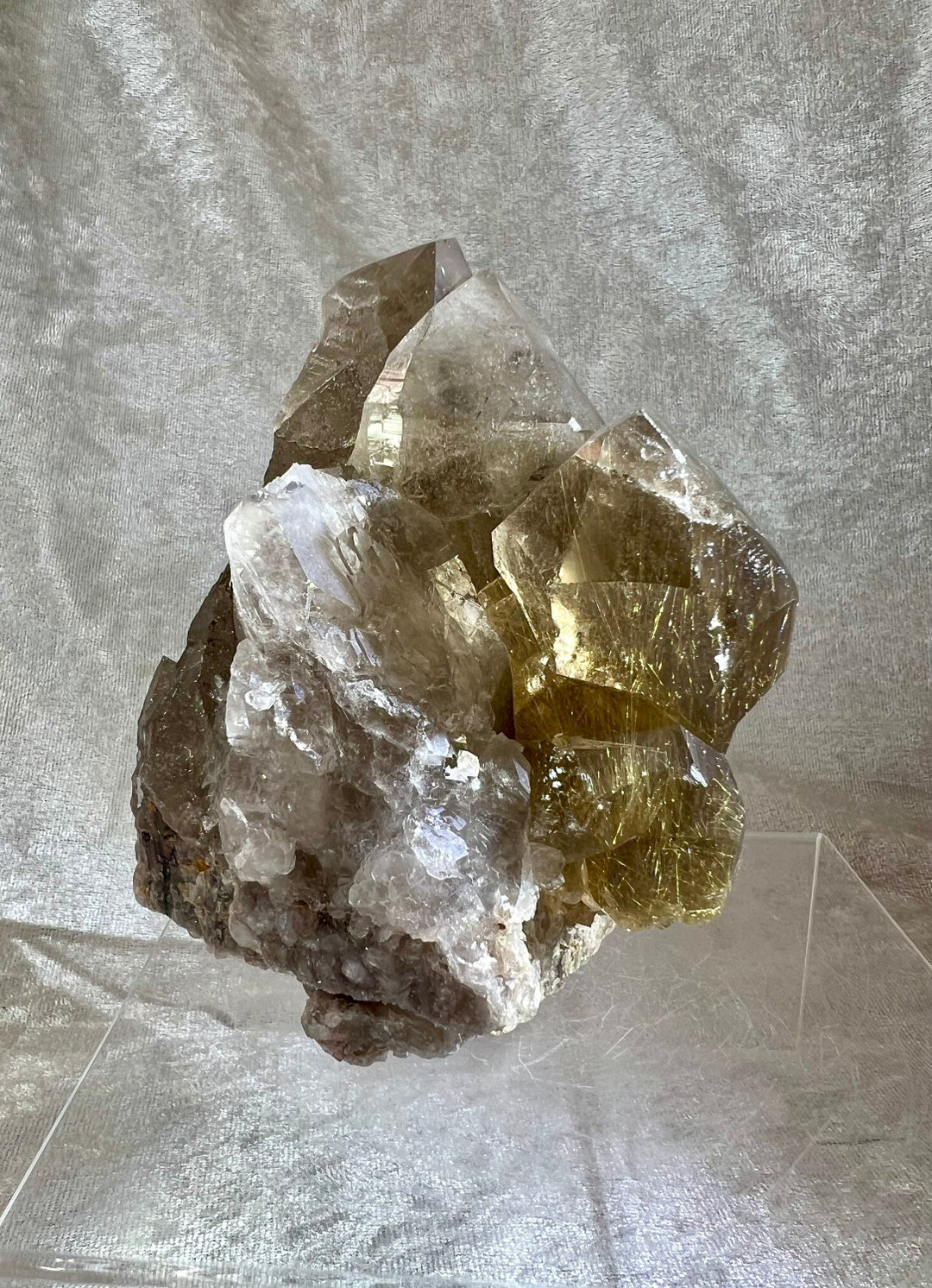 Large Smoky Rutile Quartz Cluster From Brazil. 3.2lbs. Amazing Rare One ...