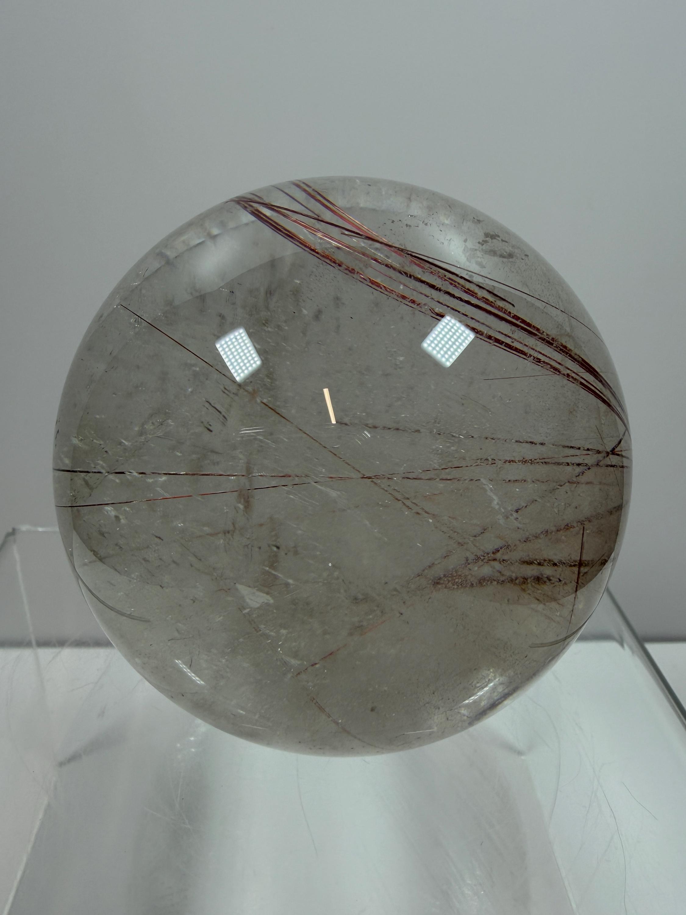 Copper Rutile Quartz Sphere: 69mm Large Rutilated Quartz Sphere With ...