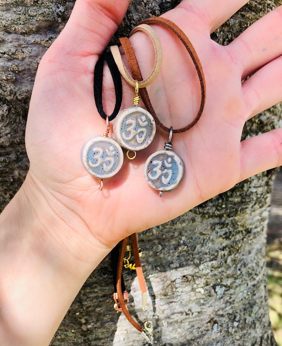 Om Ohm Aum Symbol Coin Mens Stone Necklace or Choker Black - Etsy