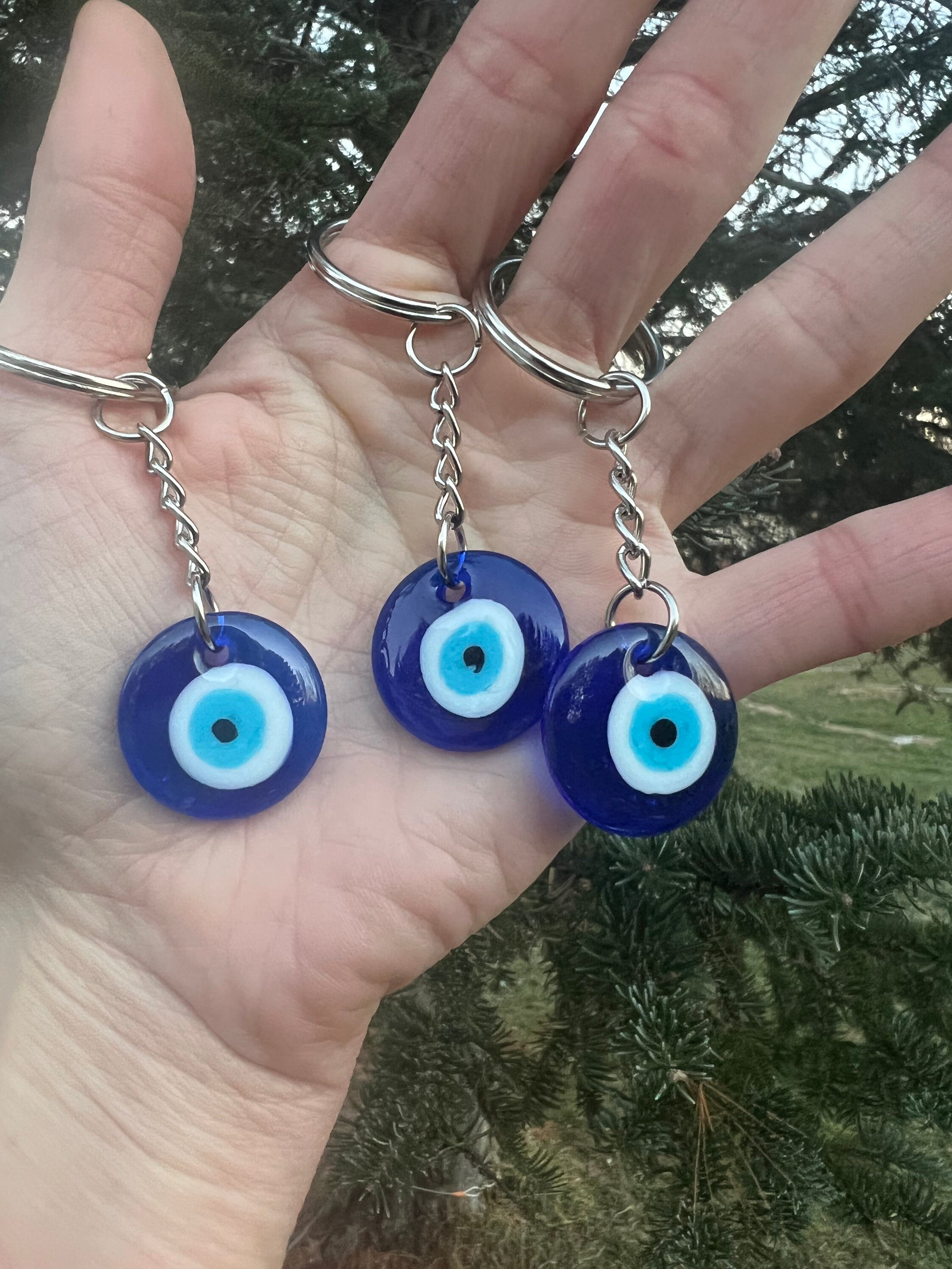 Evil Eye Keychain Protection Charm Indigo Blue Glass Eye - Etsy