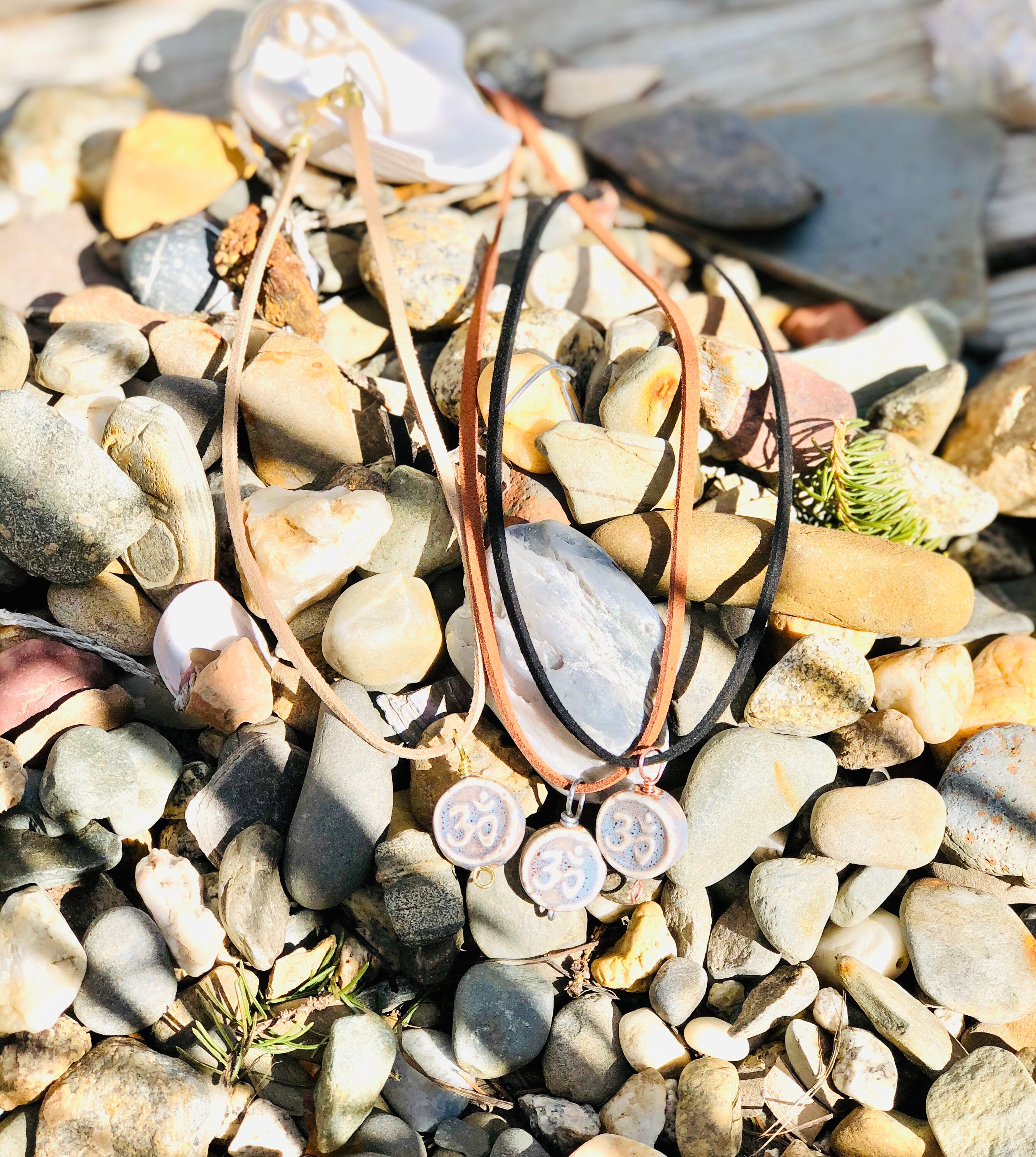 Om ohm aum symbol coin mens stone necklace or choker black | Etsy