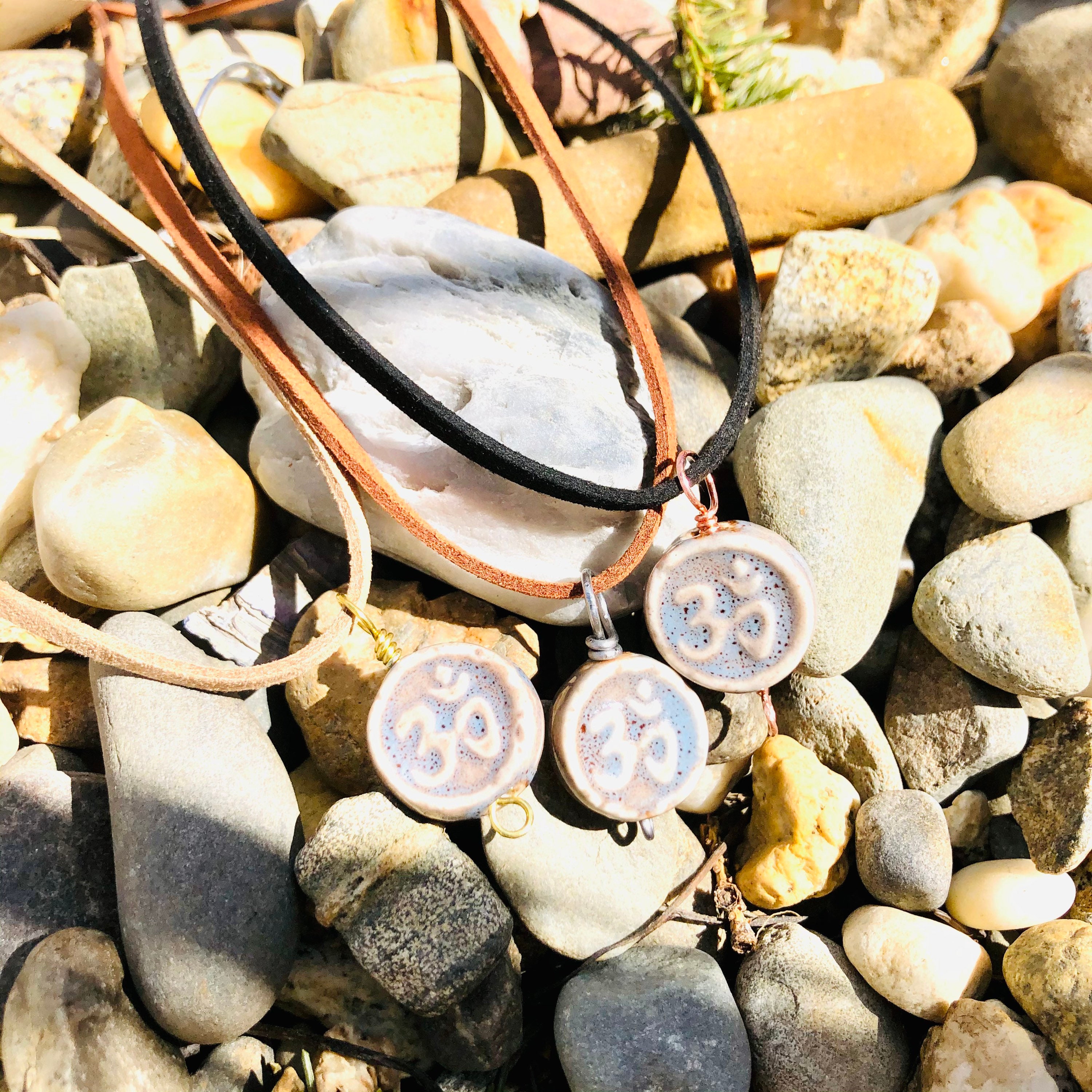 Om ohm aum symbol coin mens stone necklace or choker black | Etsy