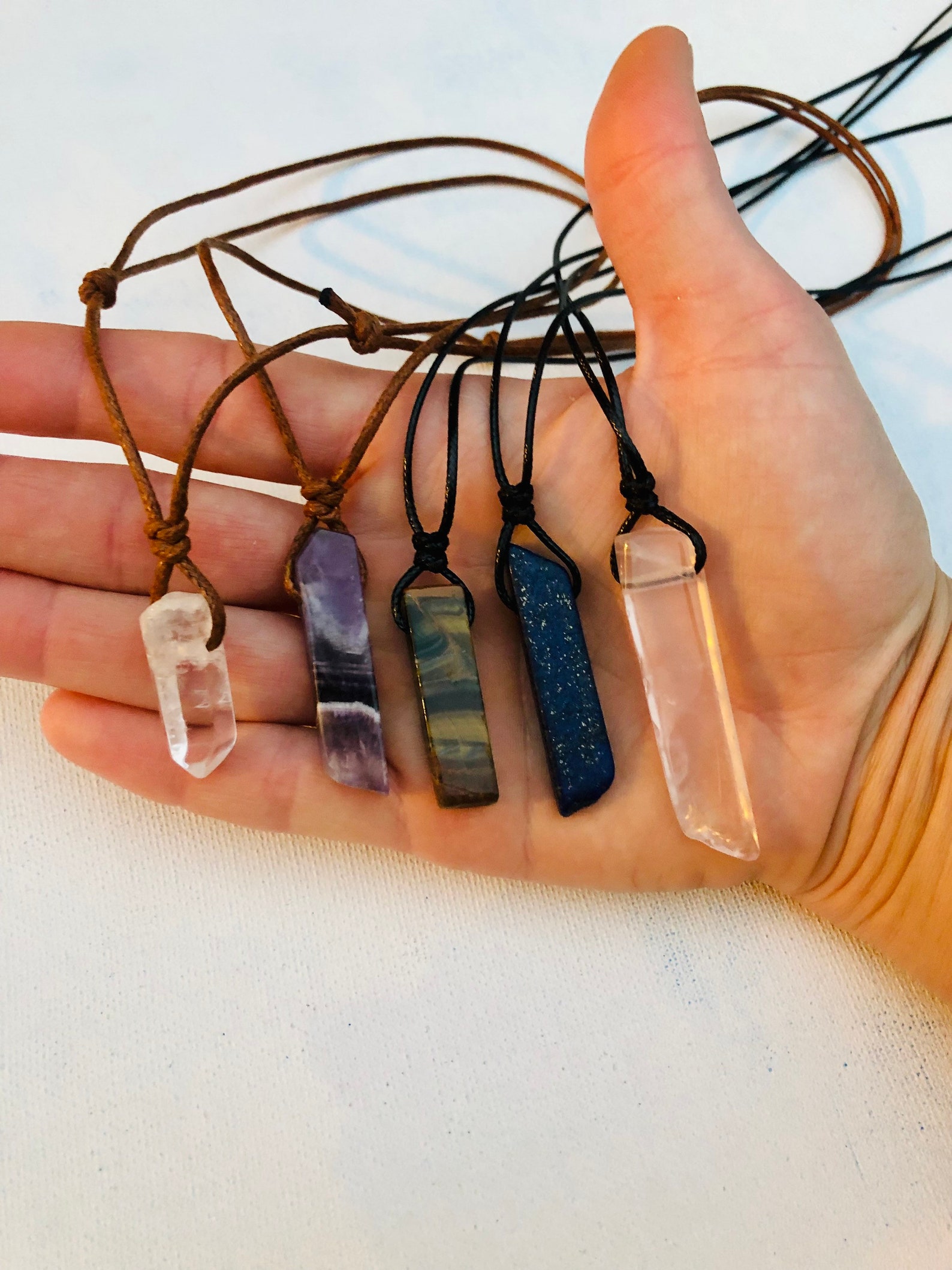 Mens Crystal Necklace Lapis Lazuli Rose Quartz Tigers Eye Amethyst ...