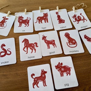 Chinese Zodiac Animals: Montessori Three-part Cards (PDF Printable ...