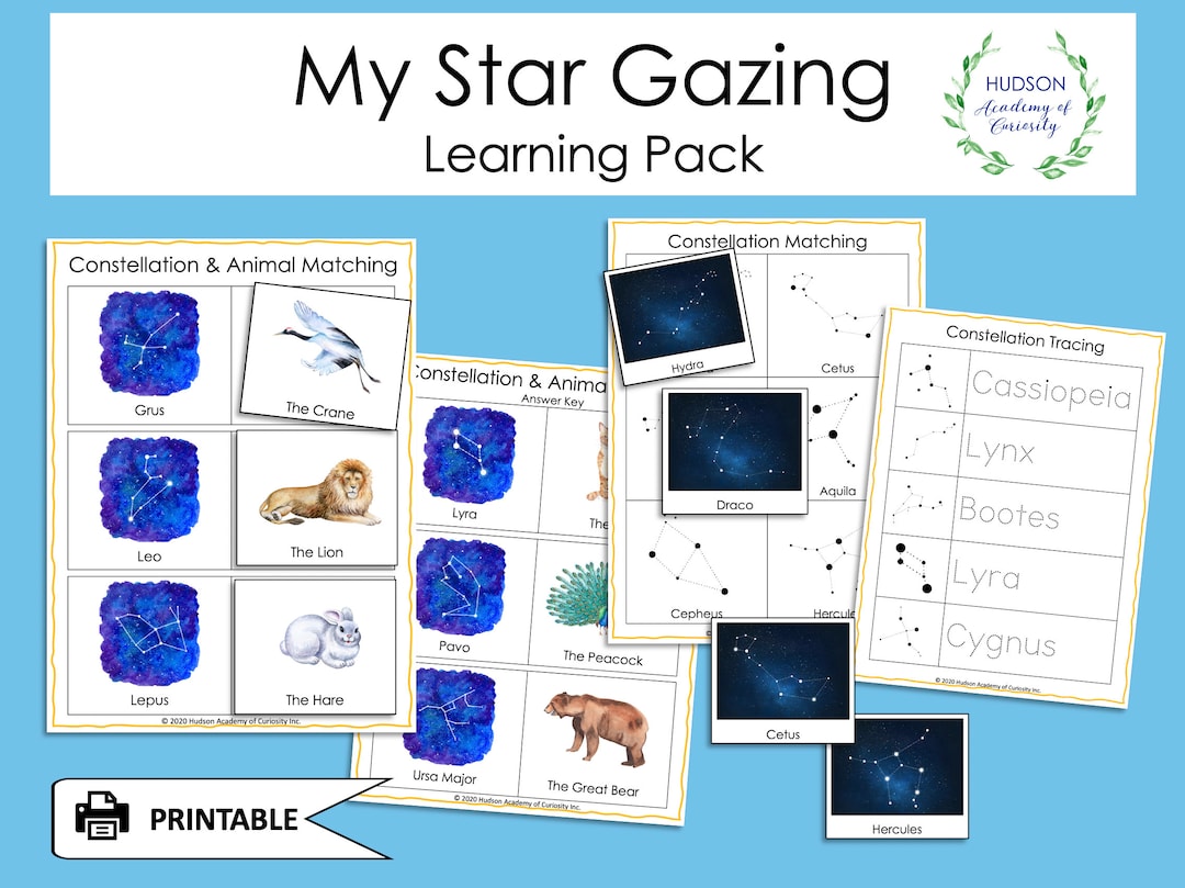 Constellations Astronomy Printable, Star Gazing Guide Printable ...