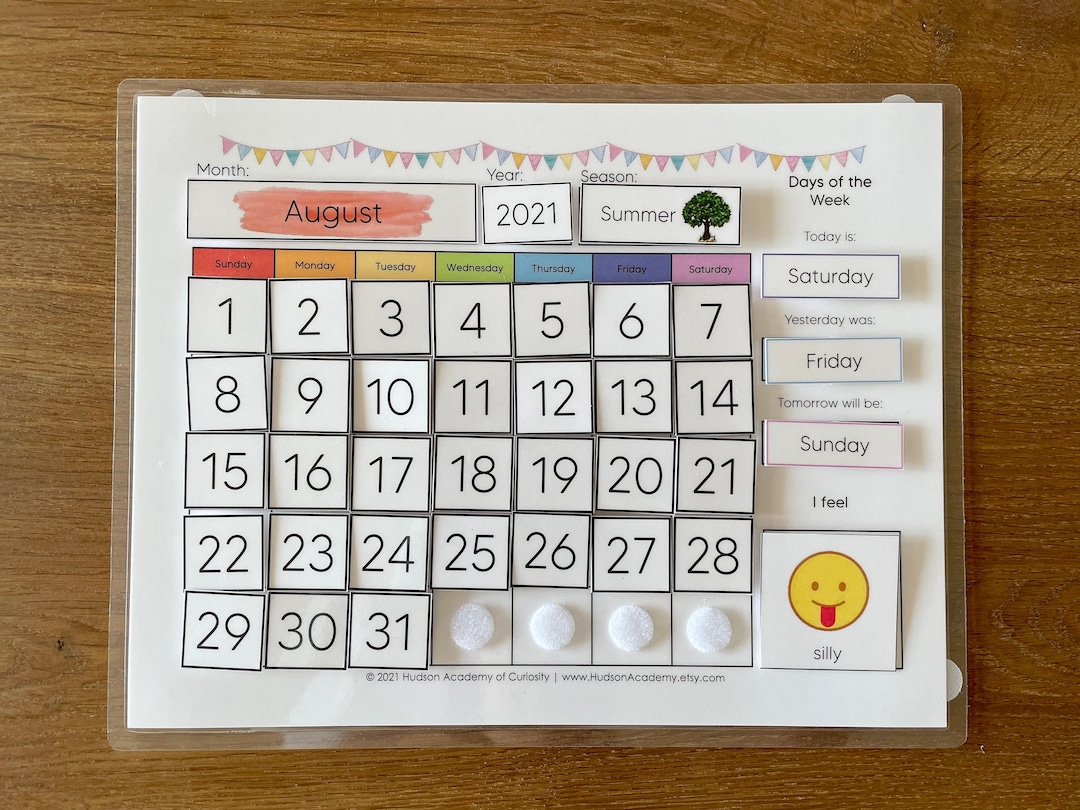 Perpetual Calendar Printable: Homeschool Learning, Circle Time (PDF) - Etsy
