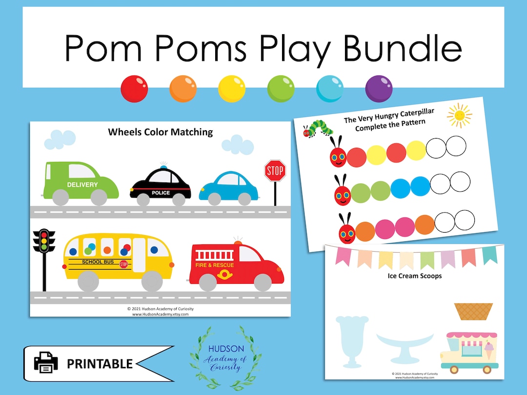 Pompoms Play Activity, Gift for Kids, Busy Book Printable, Quiet Book ...
