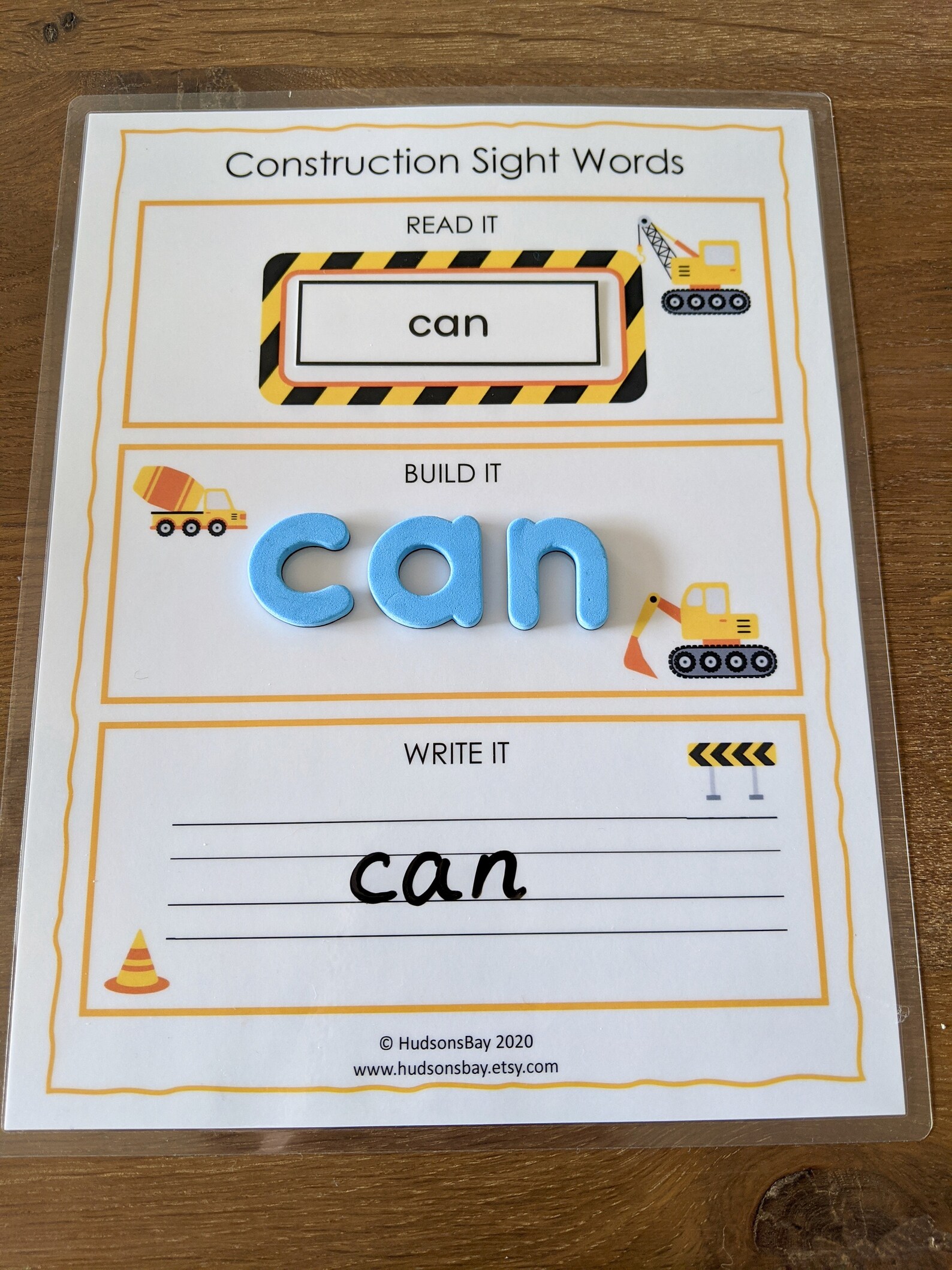 Sight Words Builder Spelling Printable Construction | Etsy