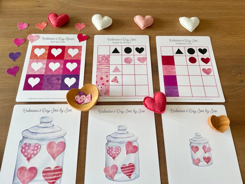 Valentine's Day Sorting Activities Bundle, Size Sorting, Color Sorting ...