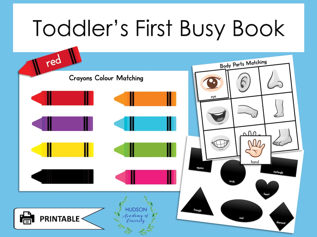 Toddler Busy Book, Printable Busy Book, File Folder Game, Learning ...