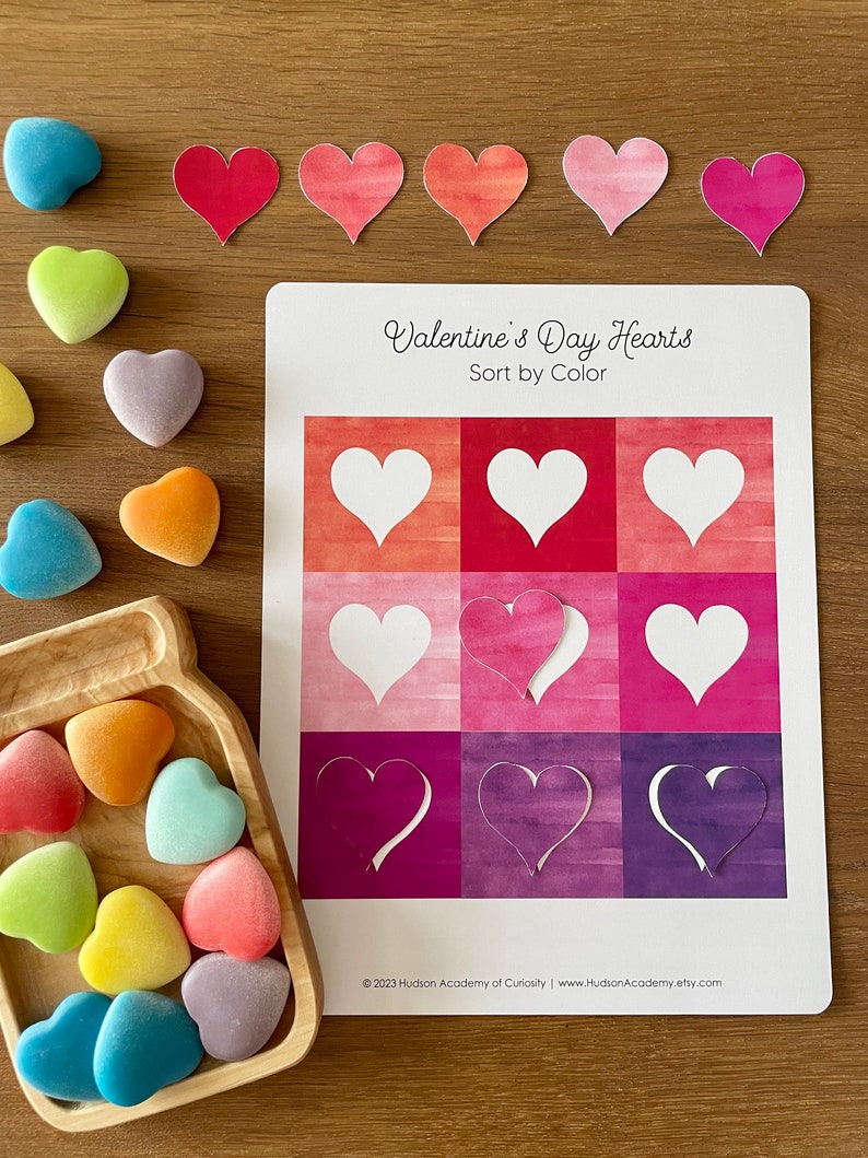 Valentine's Day Sorting Activities Bundle, Size Sorting, Color Sorting ...