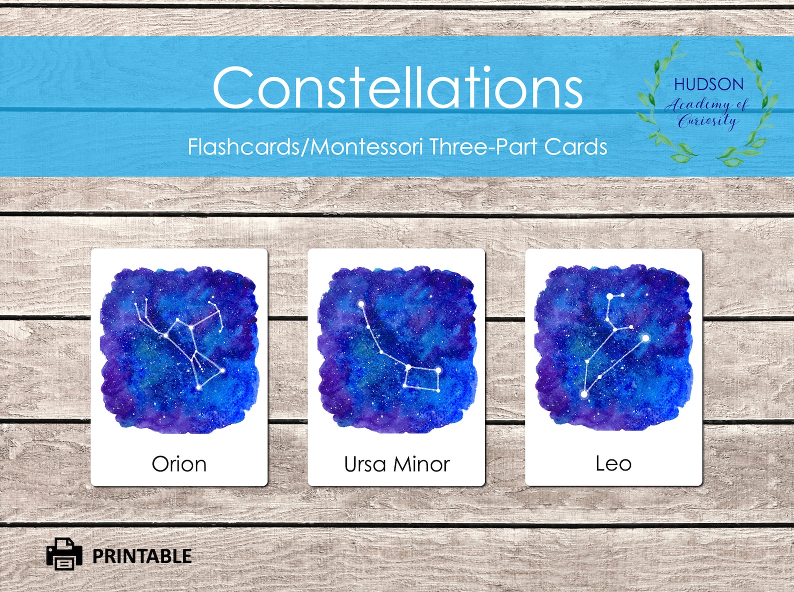 Constellations Astronomy Flashcards Montessori Three-part - Etsy Canada