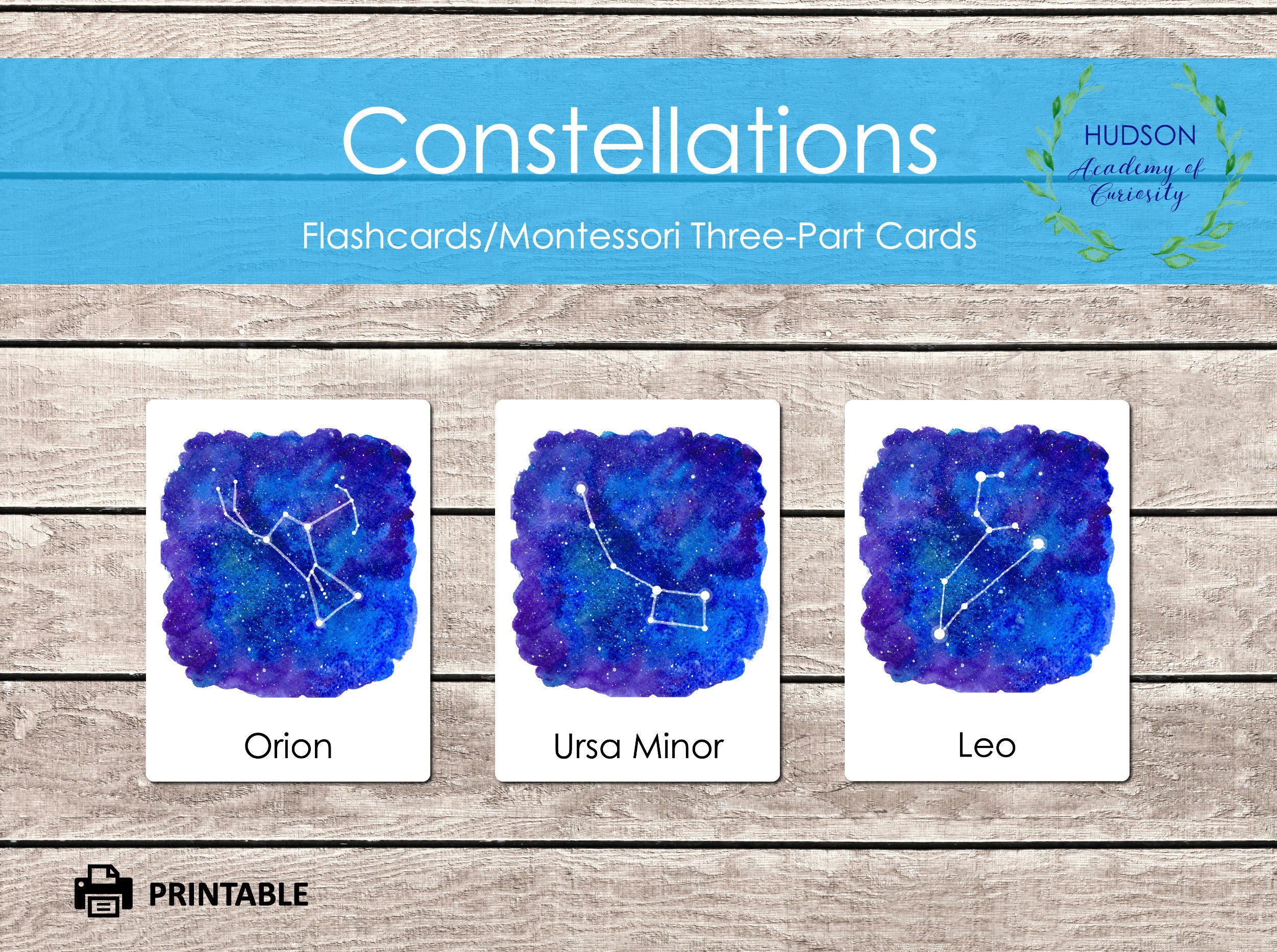 Constellations Astronomy Flashcards Montessori Three-part - Etsy Canada
