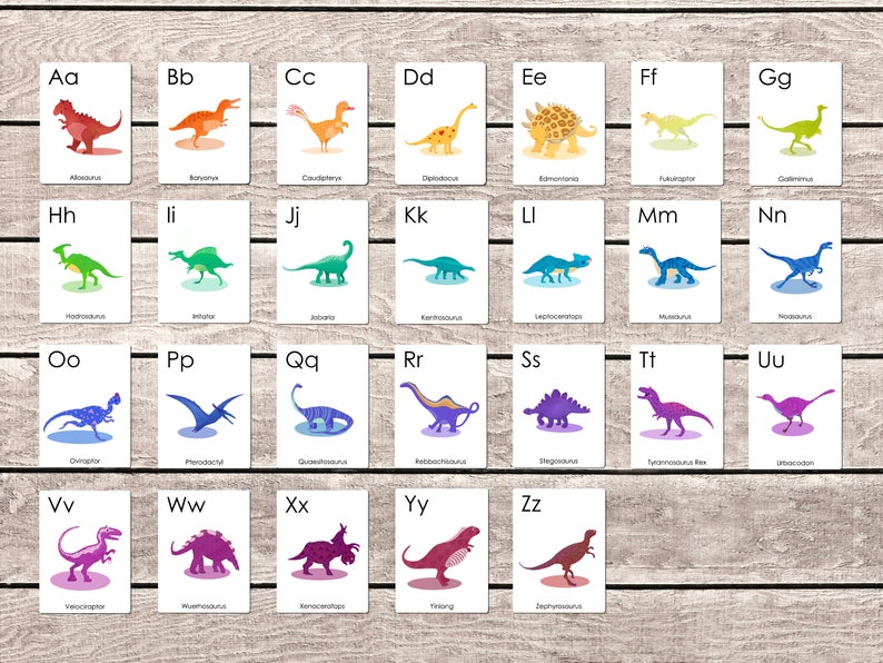 Dinosaur Alphabet Flashcards Toddler Alphabet Cards Dinosaur - Etsy UK