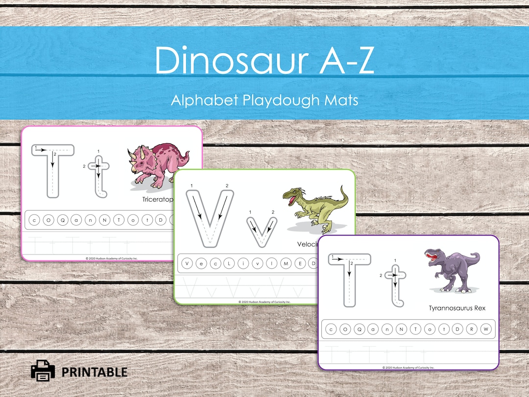 Dinosaur Alphabet Play Dough Mats: A-Z Letter Tracing (digital Download ...