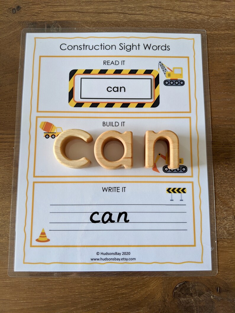 Sight Words Builder Spelling Printable Construction | Etsy