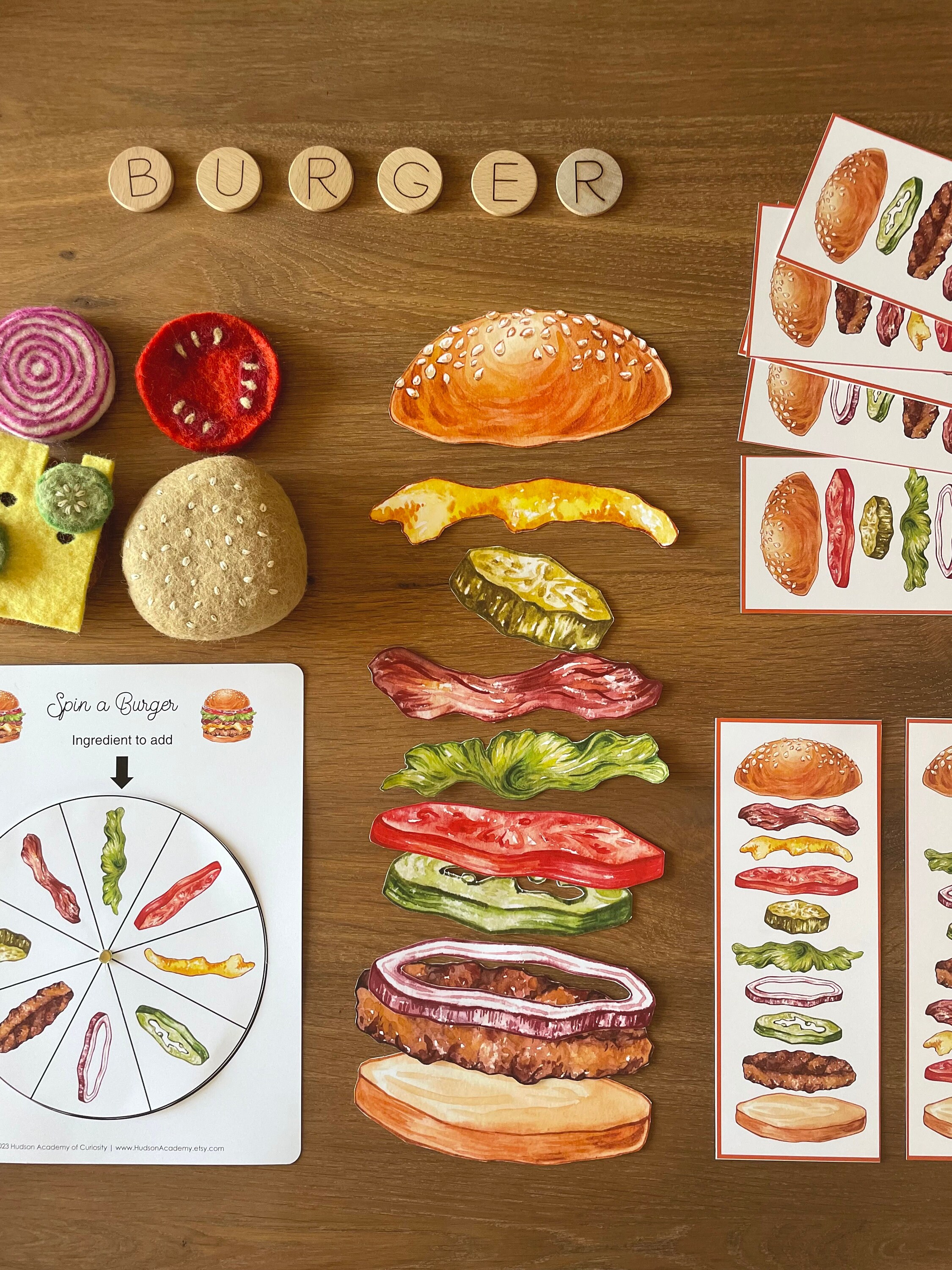 Build-a-burger Printable Activity: Kids Cooking Game With Spinner Wheel ...