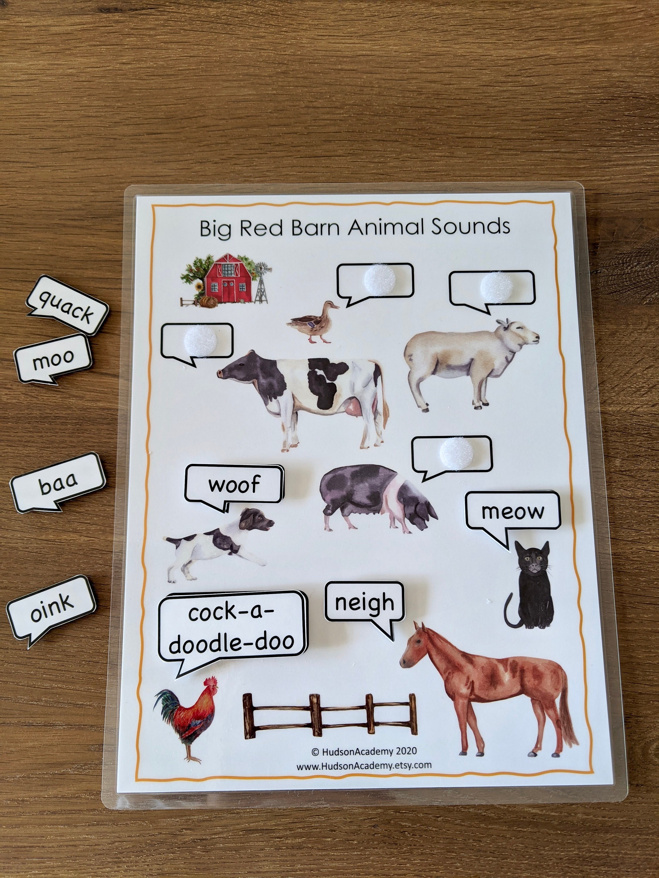 Animal Sounds Matching Farm Animals Busy Binder Preschool | Etsy