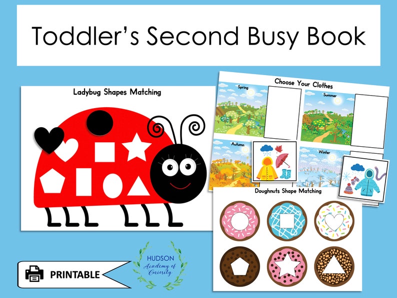 Toddler Busy Book Printable Busy Book File Folder Game | Etsy