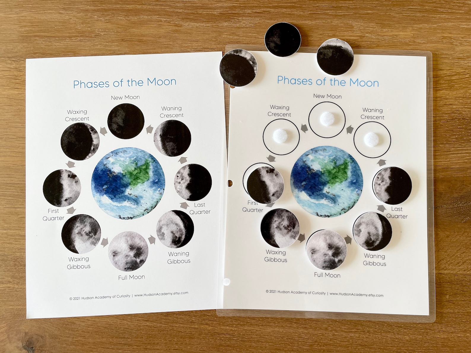 Moon Phases Printable Phases of the Moon Flashcards | Etsy