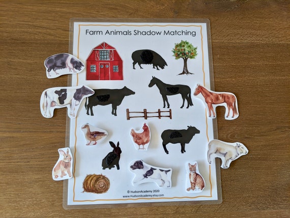 Farm Animals Shadow Matching Busy Book Page Busy Binder | Etsy