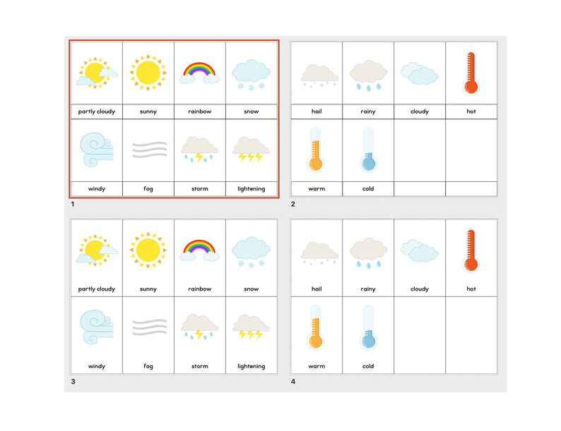 The Weather Cards Printable MONTESSORI MATERIALS PRINTABLE | Etsy