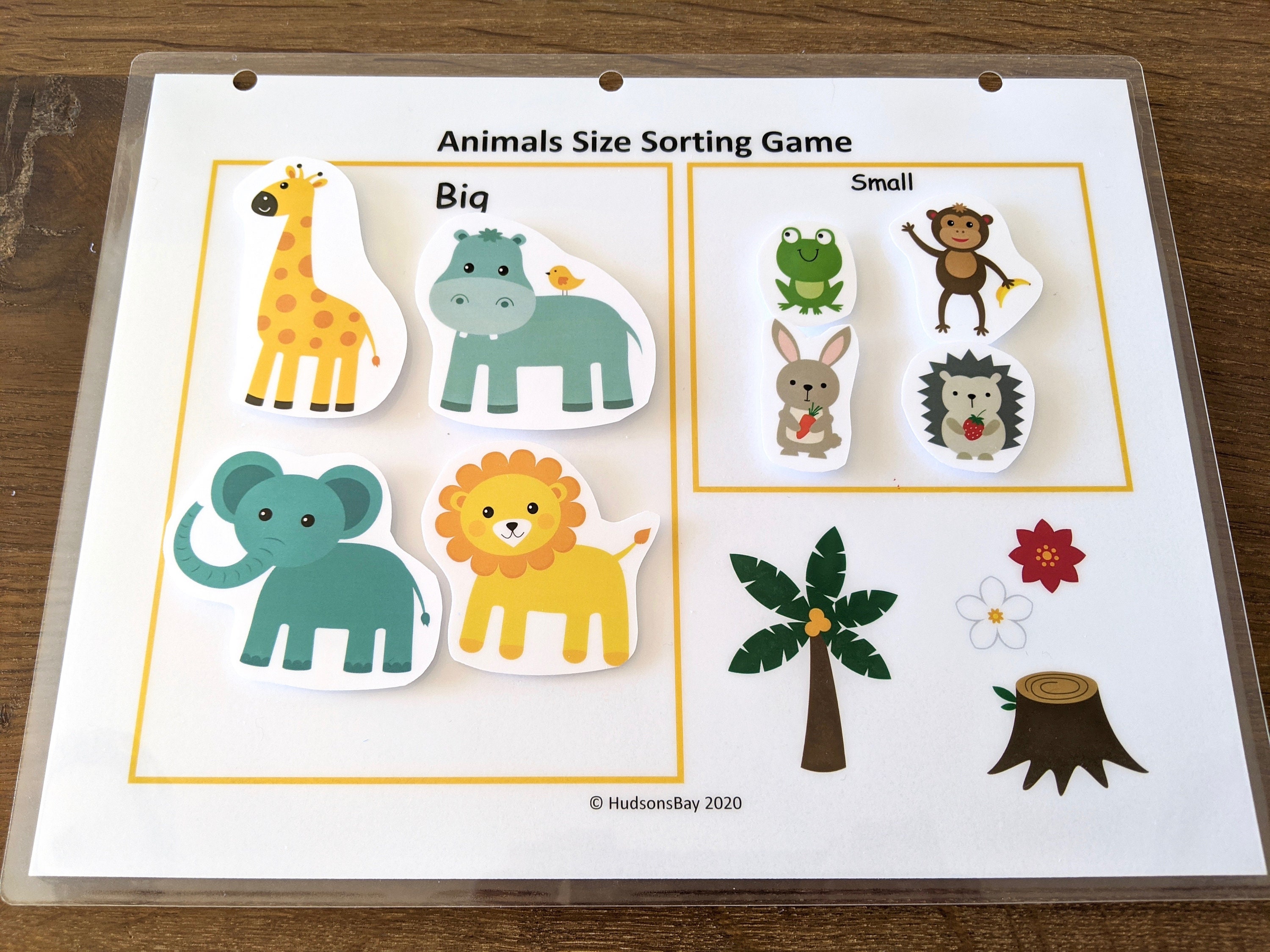 Animals Size Sorting Game Printable Busy Book Worksheet | Etsy