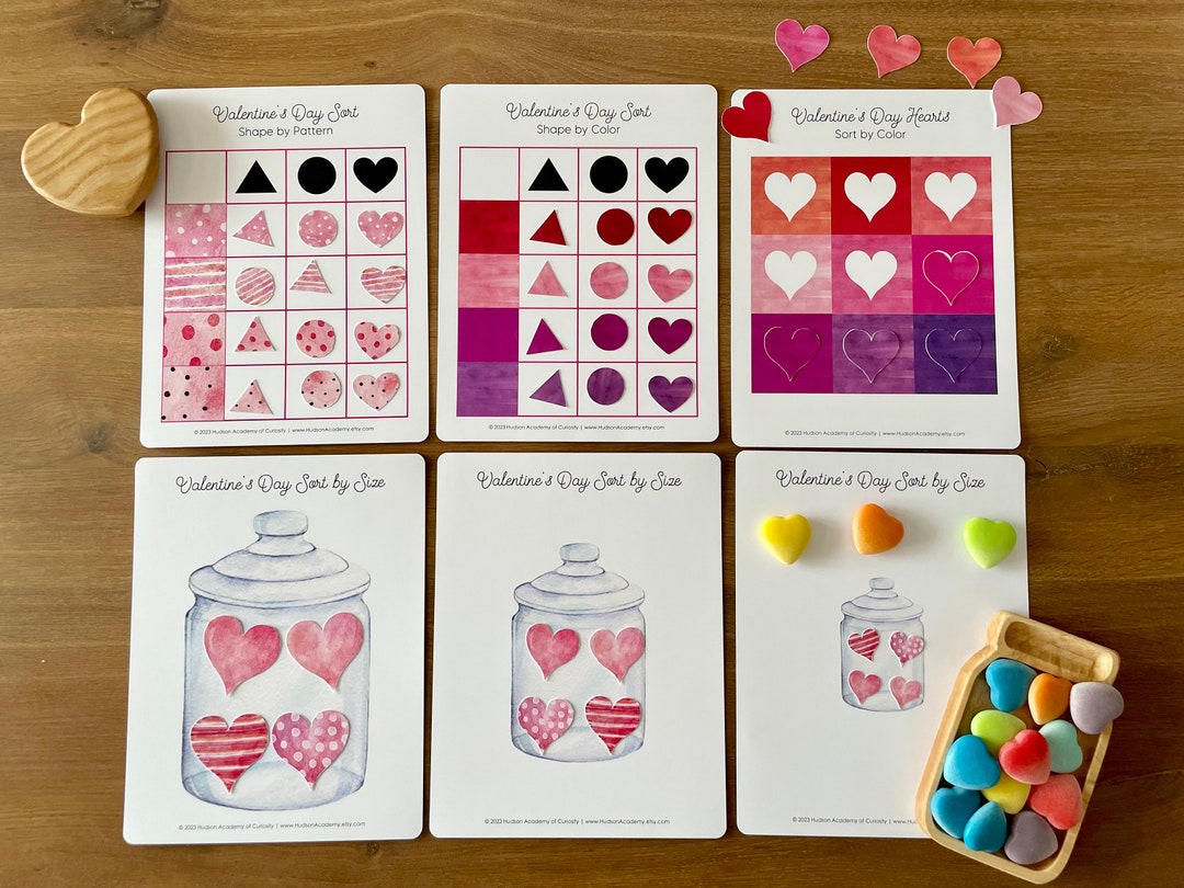 Valentine's Day Sorting Activities Bundle, Size Sorting, Color Sorting ...