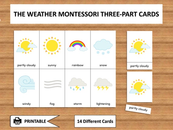 The Weather Cards Printable MONTESSORI MATERIALS PRINTABLE | Etsy
