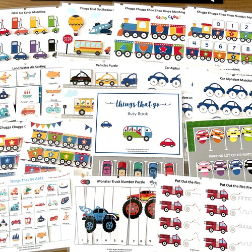 Trucks Cars and Things That Go Busy Book Learning Binder for - Etsy