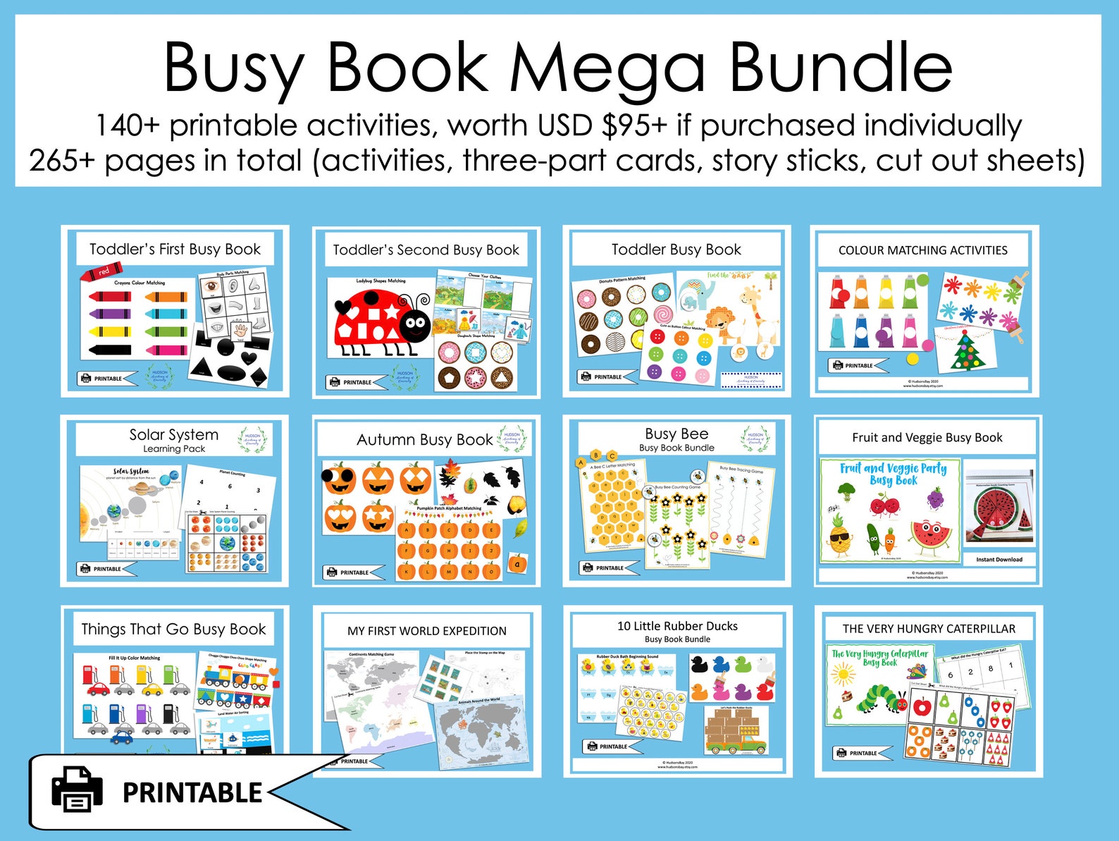 Busy Book Mega Bundle: 129 Printable Toddler Activities (PDF) - Etsy
