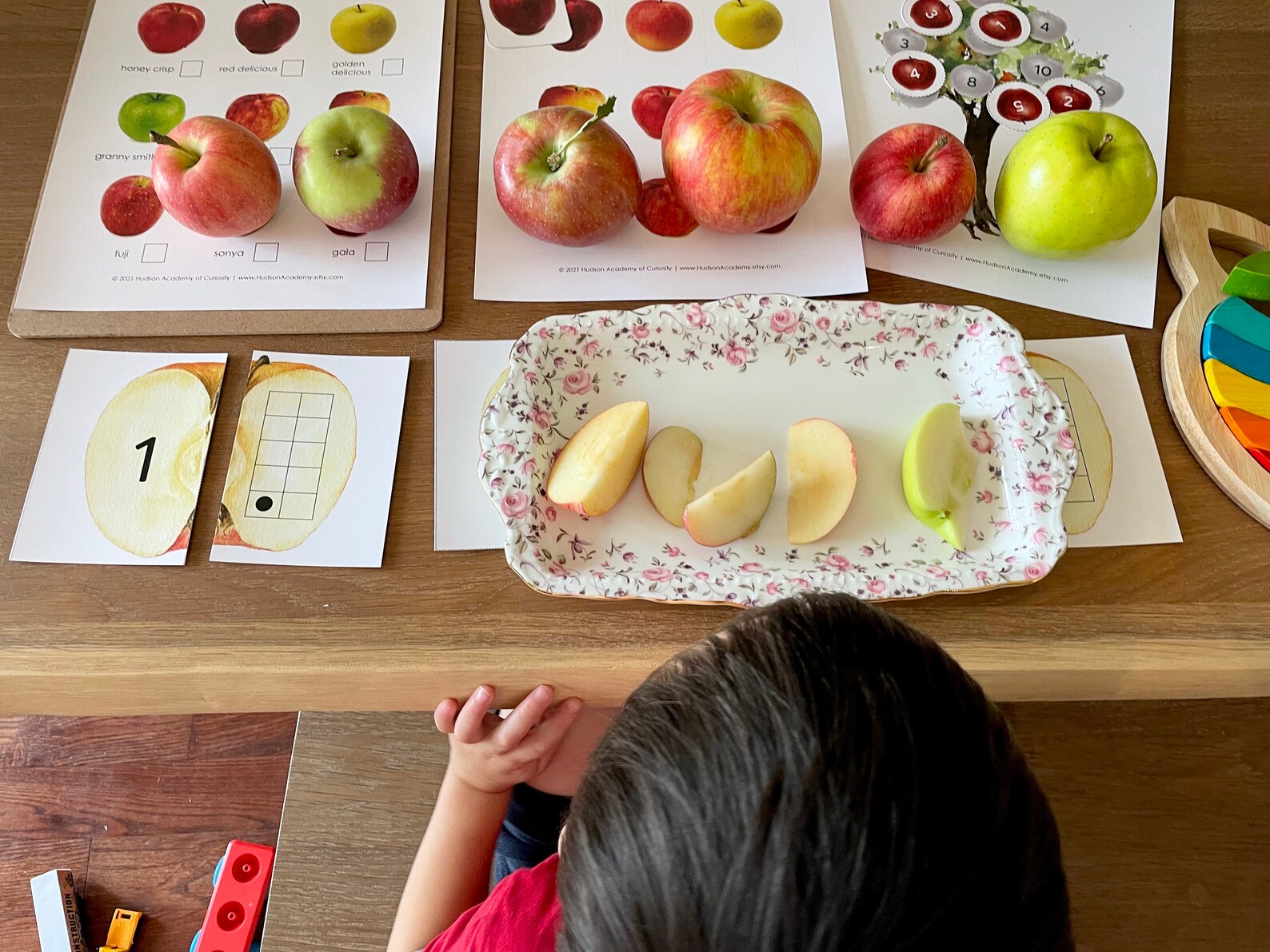 Apple Learning Pack: Montessori Matching & Counting Flashcards (PDF) - Etsy