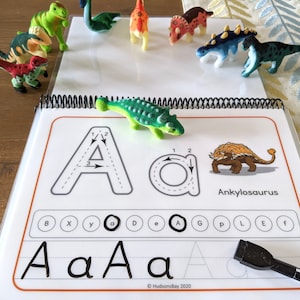 Dinosaur Play Dough Mats, Playdoh Alphabet Mat, Printable Tracing Mats ...
