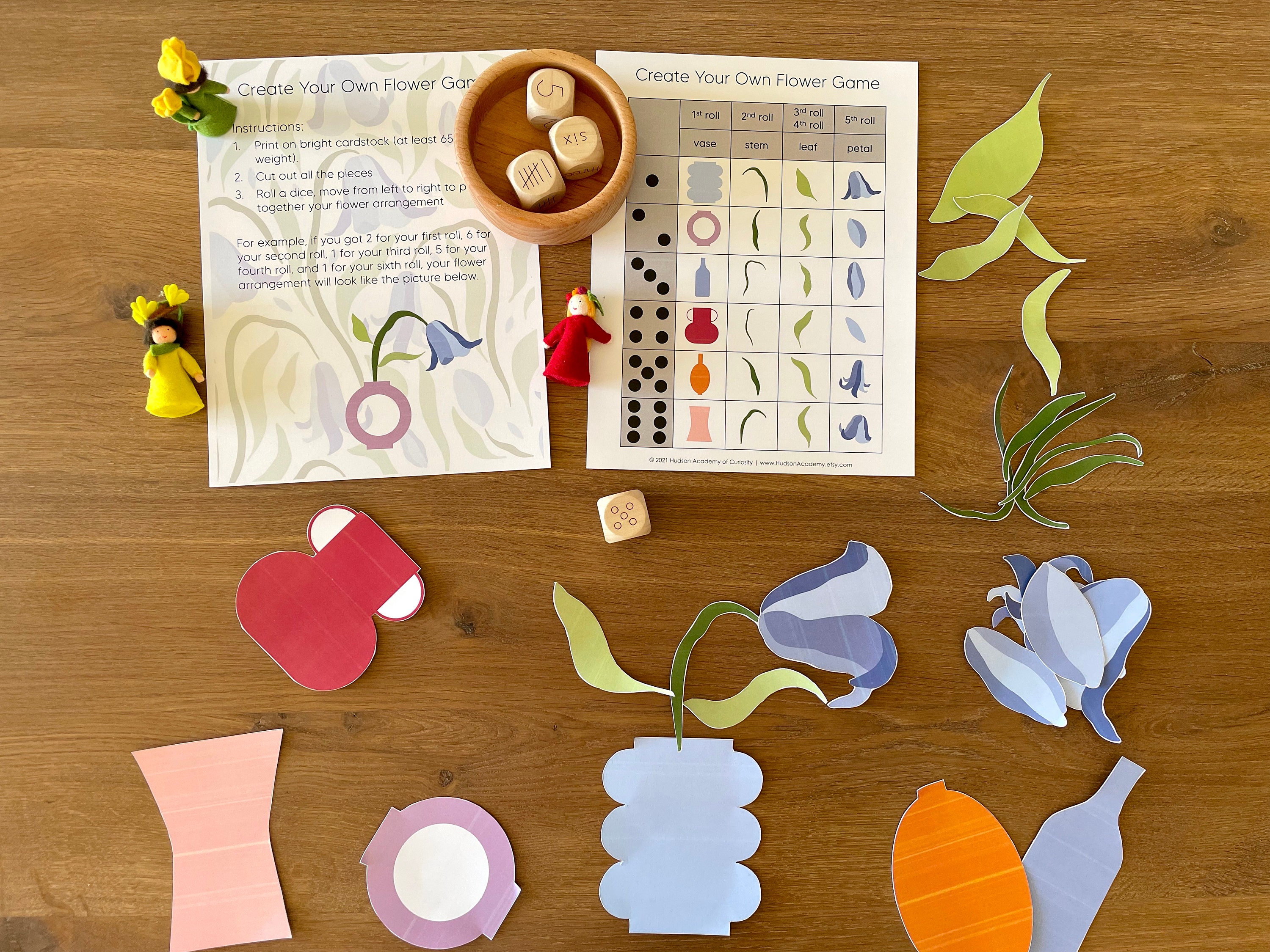 Roll A Flower Game Printable Game Toddler Dice Game | Etsy Canada