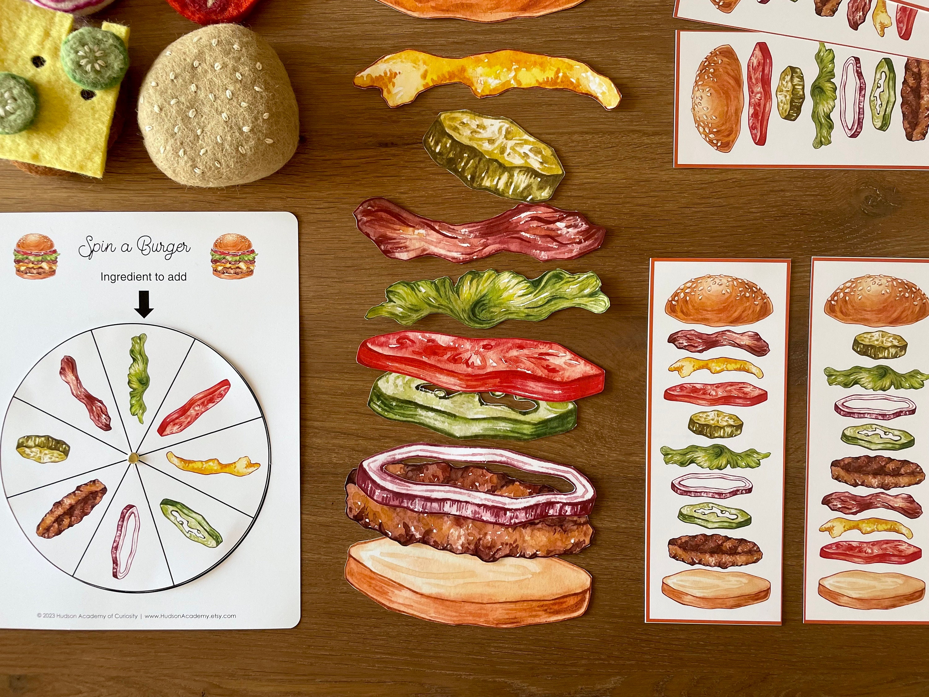 Build-a-burger Printable Activity: Kids Cooking Game With Spinner Wheel ...