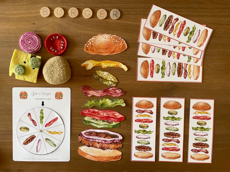 Build-a-burger Printable Activity: Kids Cooking Game With Spinner Wheel ...